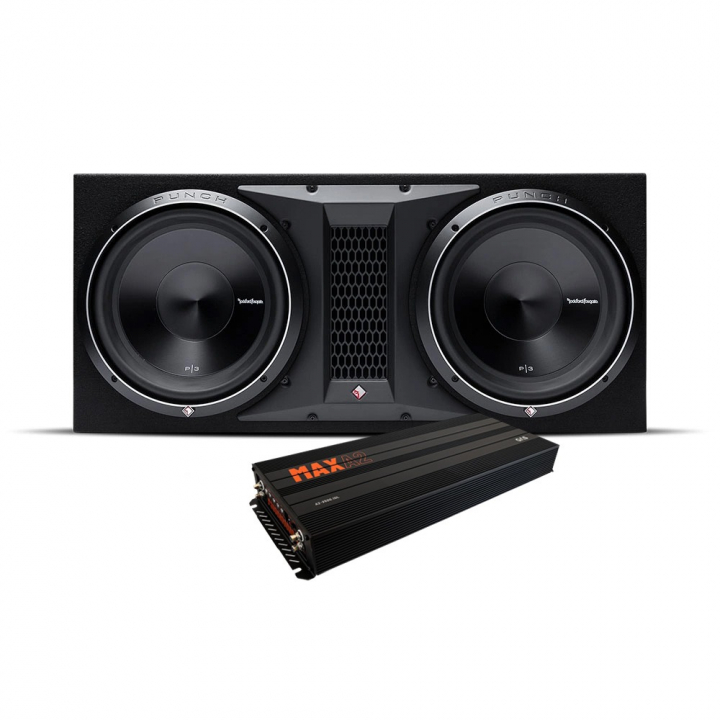 Rockford Fosgate P3 2x12 baslåda & GAS PRO POWER 2500.1D, baspaket